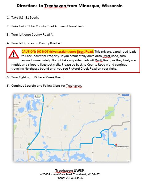 Directions - Treehaven | UWSP